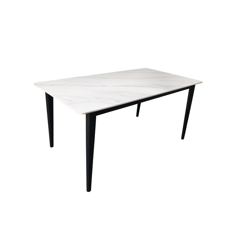 Wade Logan® Arlynes 62" Sintered Stone Rectangular Dining Table W/ Black Metal Legs & Reviews ...